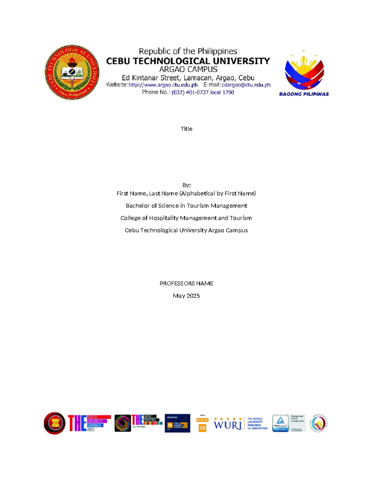 Ecotourism Management Plan (BSc Tourism Mgt) - Cebu Technological ...