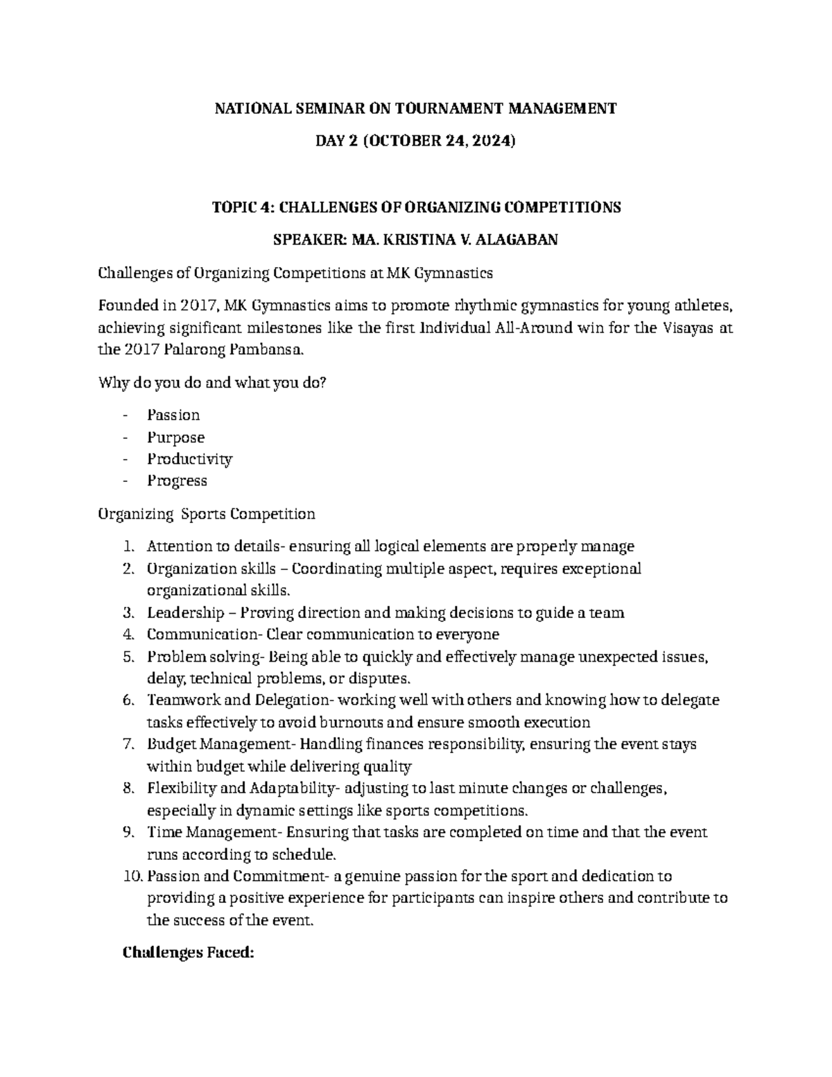 NSTM - DAY 2: Challenges in Tournament Management and Safeguarding ...