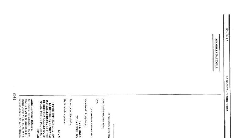 Ley No. 952: Reforma a la Ley No. 641 y Ley No. 779 del Código Penal ...