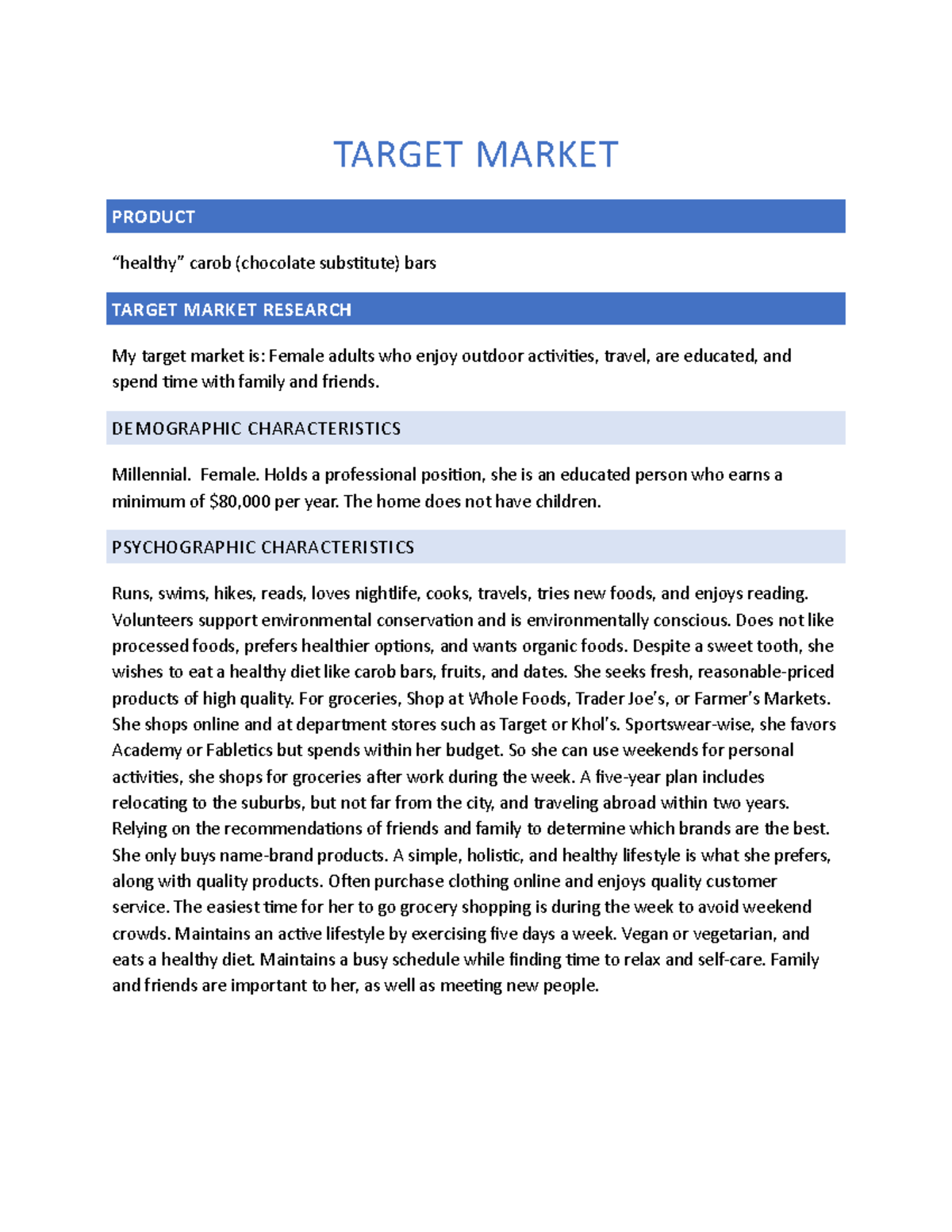 Target Market Analysis for Healthy Carob Bars: Focus on Millennial ...