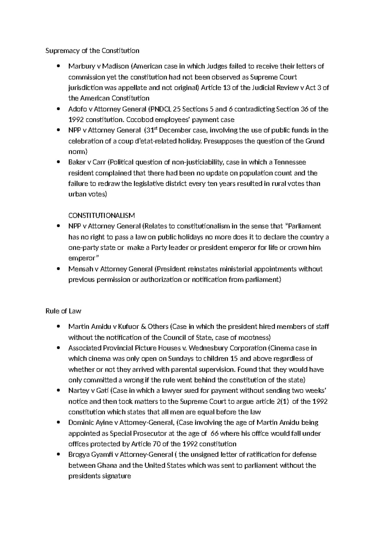 Supremacy of the constitution: key cases and constitutional principles ...