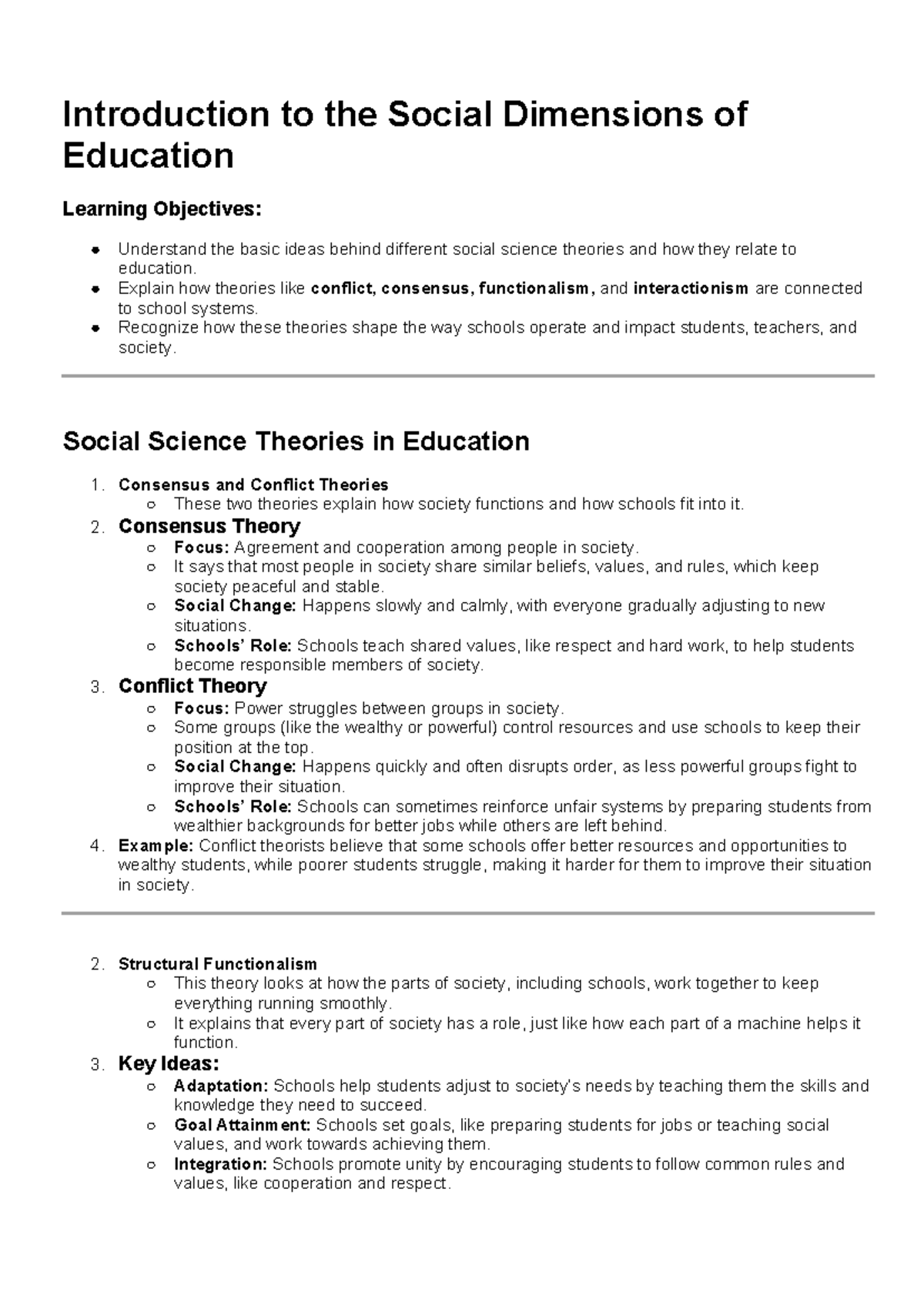 WEEK 1: Understanding Social Science Theories in Education - Studocu
