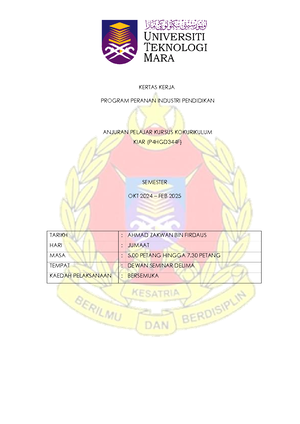 Panduan pembentangan dan laporan assignment KIAR - GARIS PANDUAN PELAKSANAAN KOKURIKULUM KURSUS ...