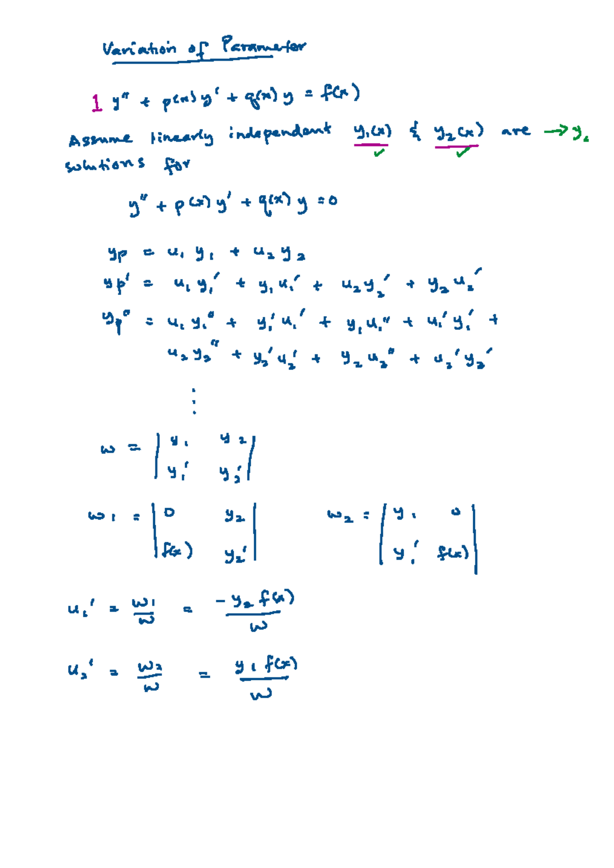 Kelas 155: Variasi Parameter dan Solusi ODE - Studocu