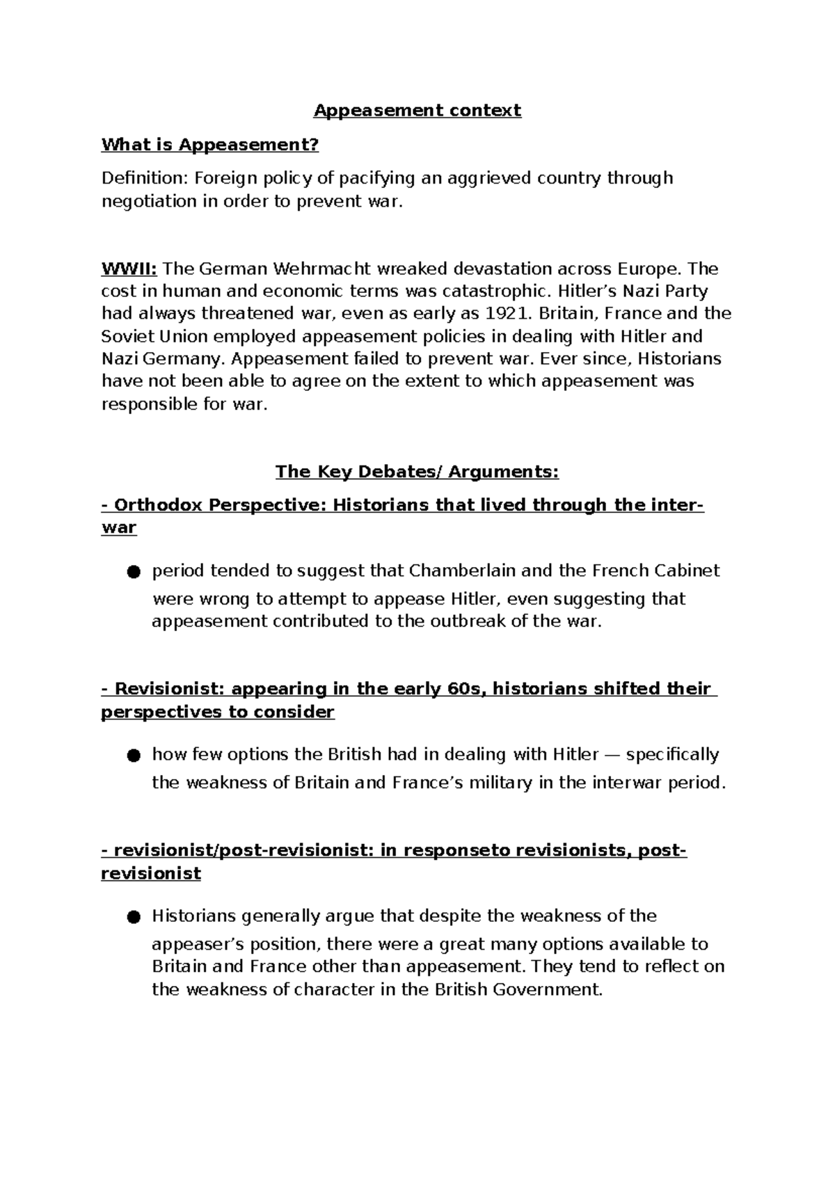 Context of Appeasement: Analyzing WWII Foreign Policy Failures - Studocu