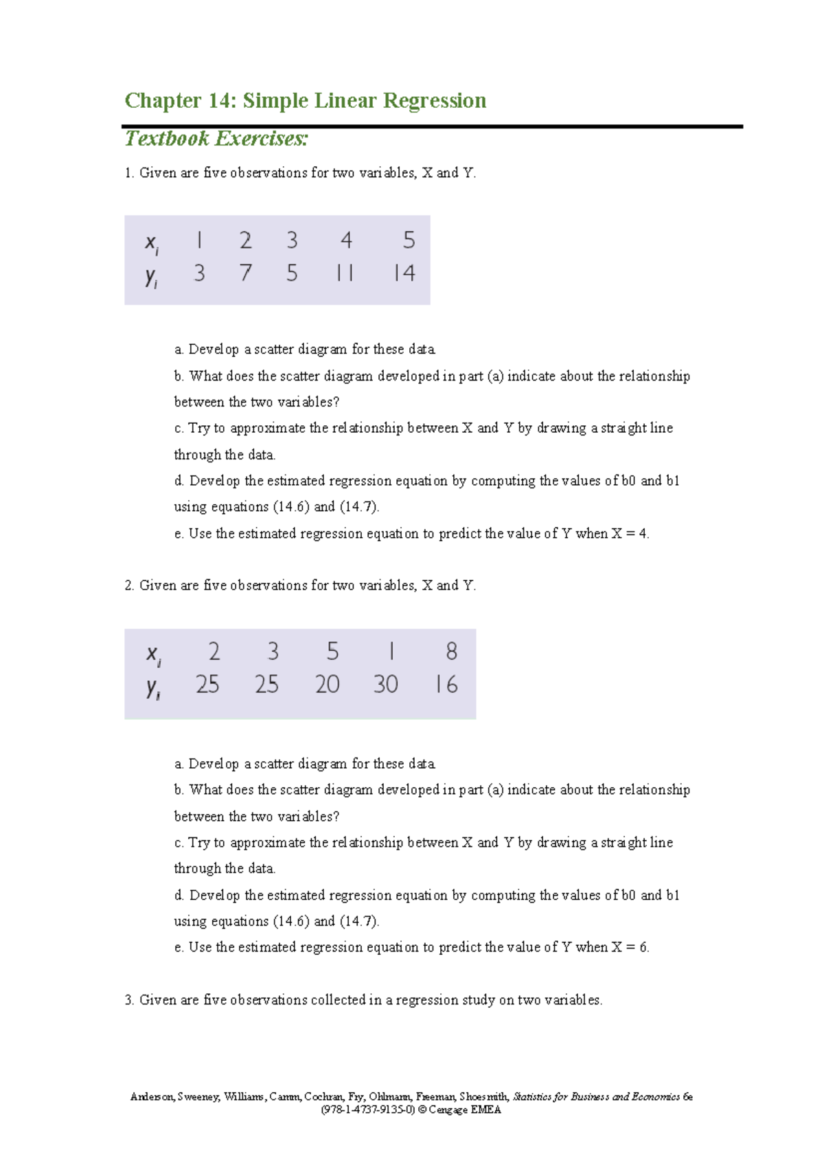 Chapter 14: Simple Linear Regression Exercises & Solutions (Stat 101 ...