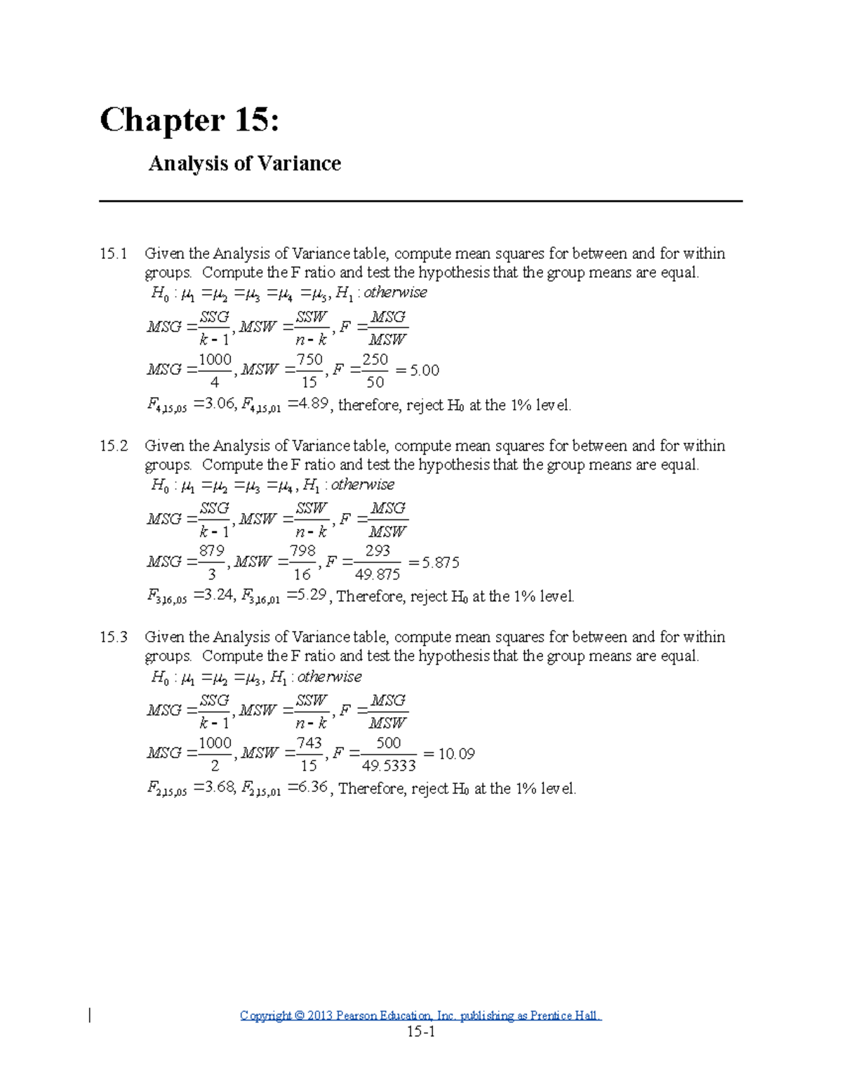 Statistics 8th Ed by Newbold Solutions 15 - Chapter 15: Analysis of ...