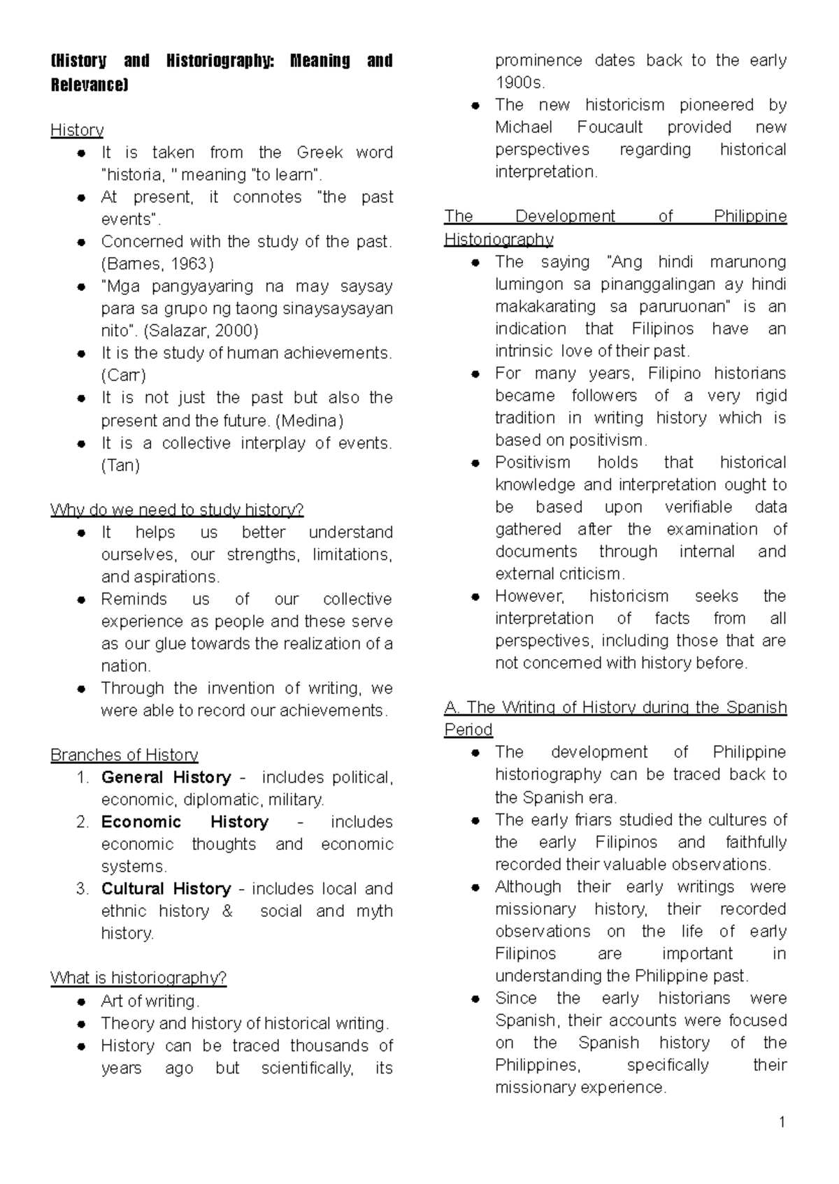 PH History Readings: Understanding History and Historiography - Studocu