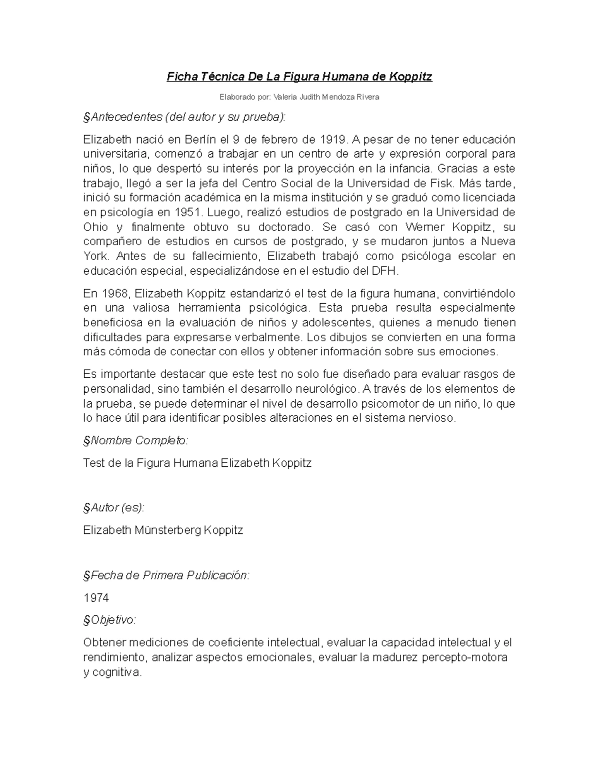 Ficha Técnica Goodenough Harris Dibujo de la figura humana VJMR ...