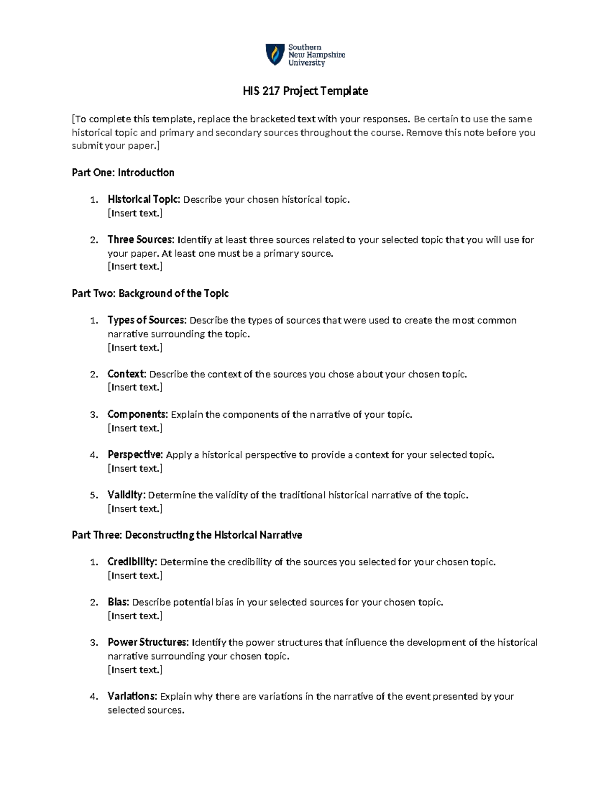 HIS 217 Project Template: Historical Analysis Framework - Studocu