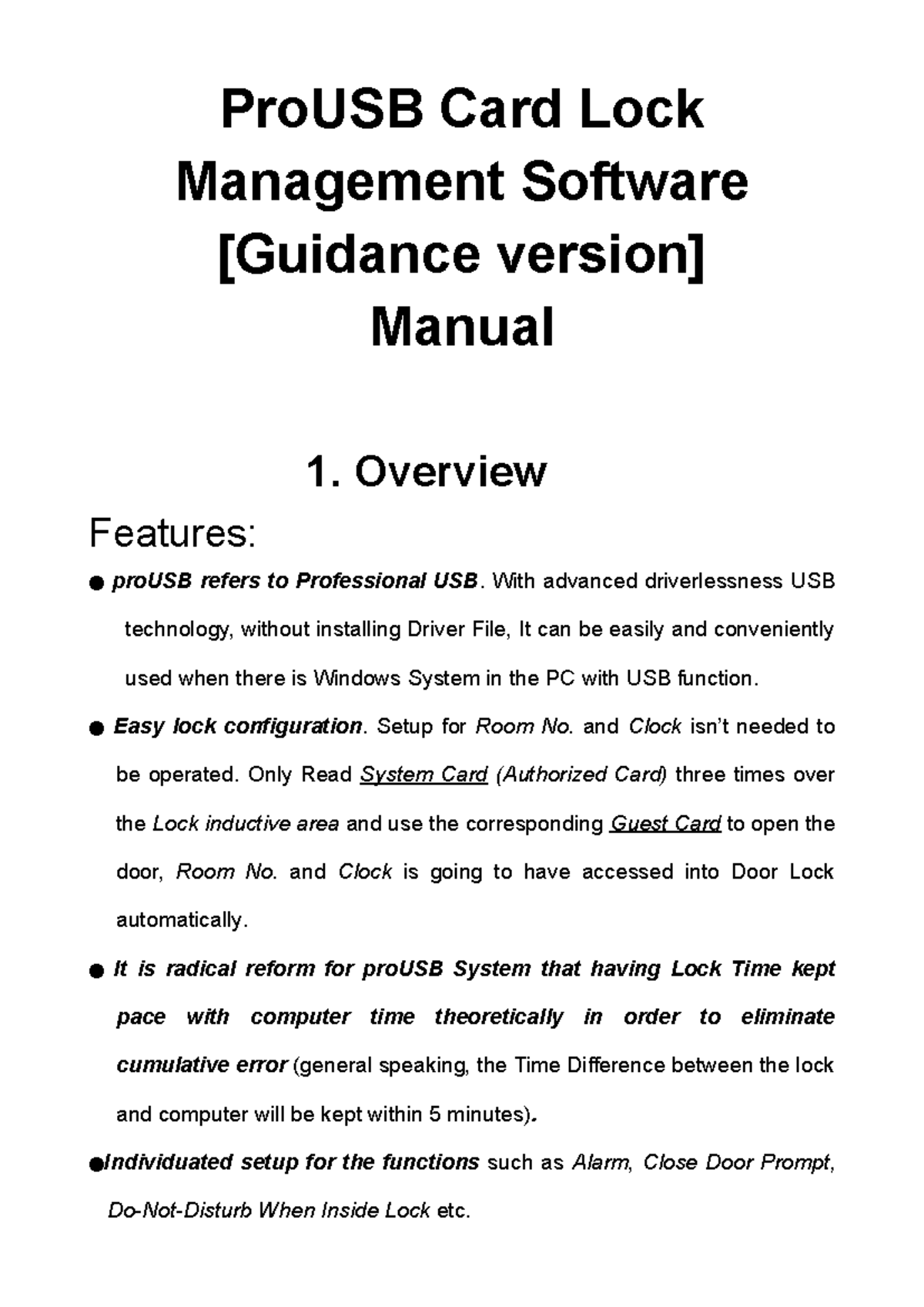 ProUSB Card Lock User Manual: Software & Installation Guide - Studocu