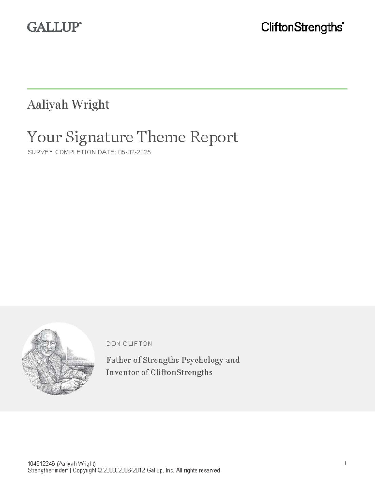 Aaliyah Wright's Signature Theme Report - StrengthsFinder 104612246 ...