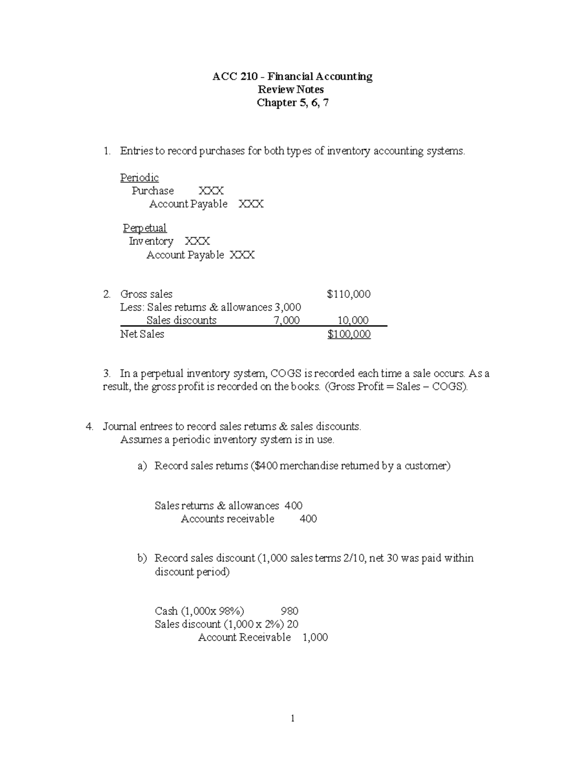 ACC 210 Financial Accounting Review Notes: Chapters 5-7 Insights - Studocu
