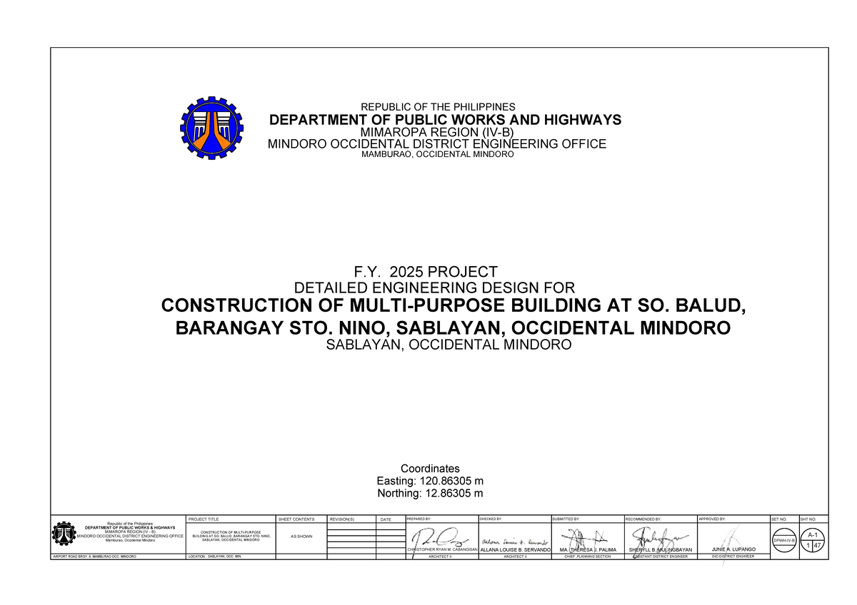Detailed Engineering Design for Building Construction at So. Balud ...