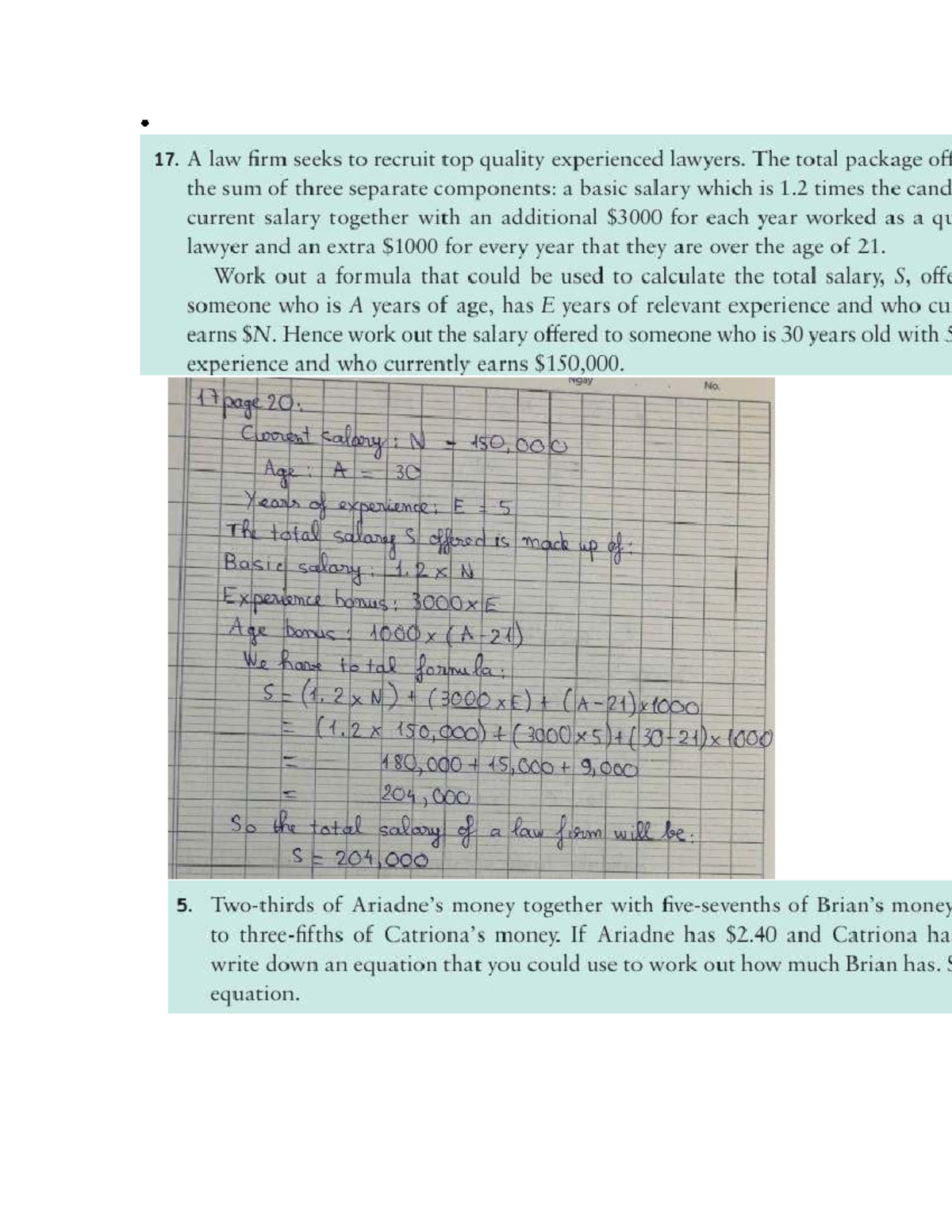 M4BT G3 In-Class Notes on Salary Formulas and Equations - Studocu