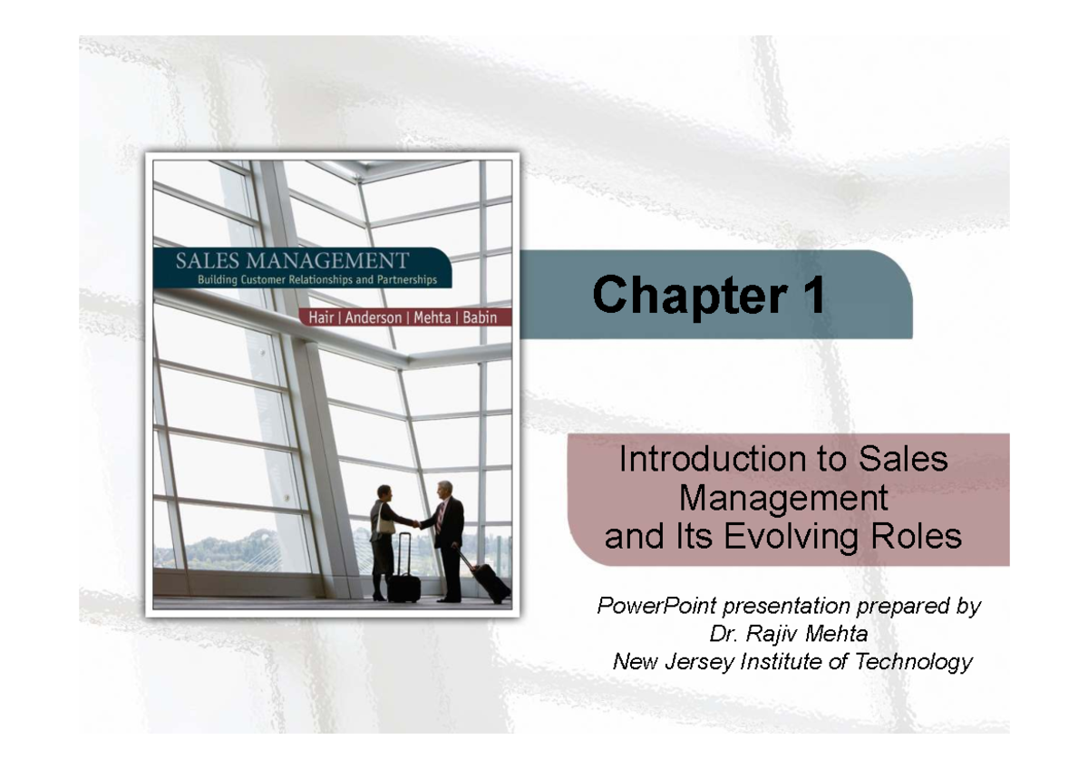 Chapter 1: Introduction to Sales Management and Its Evolving Roles (Ch ...