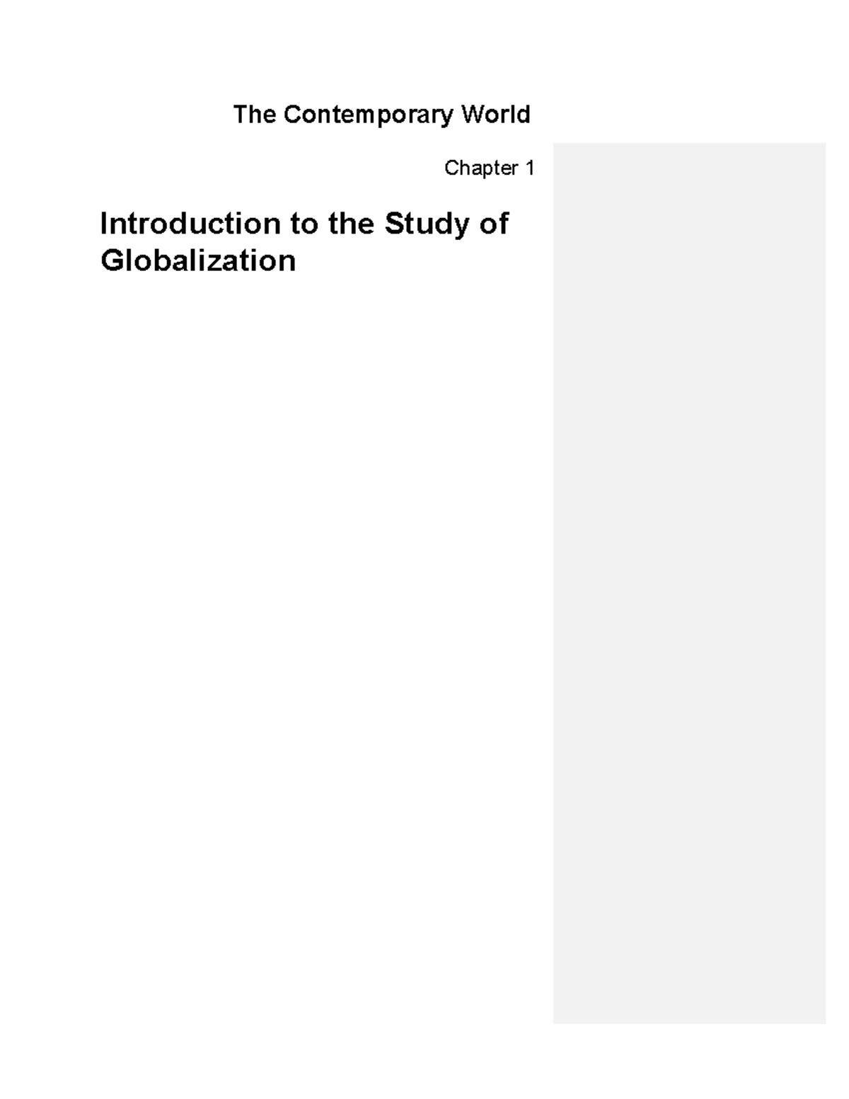 Exploring Globalization: Insights from The Contemporary World (Module 1 ...