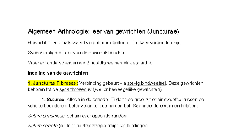 Algemeen Arthrologie: Leer van Gewrichten en Bewegingen - Studocu