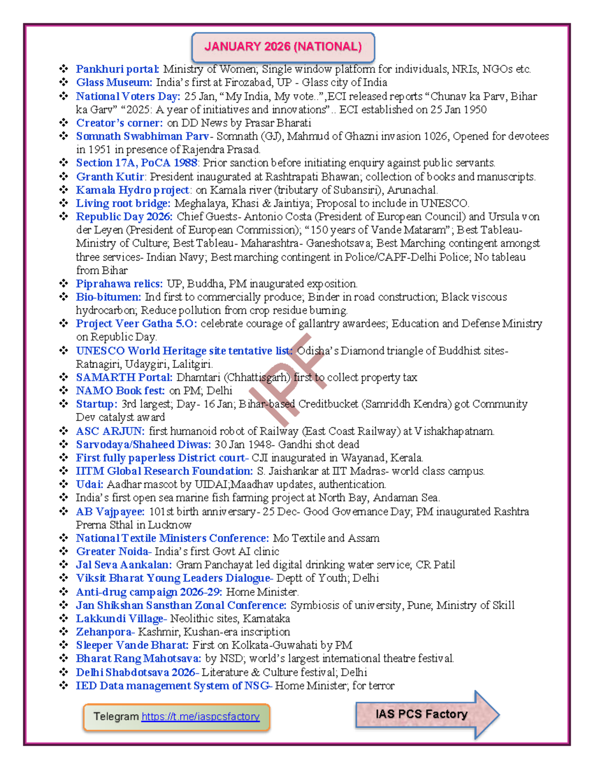 January 2026 National Updates: Key Initiatives and Events - Studocu