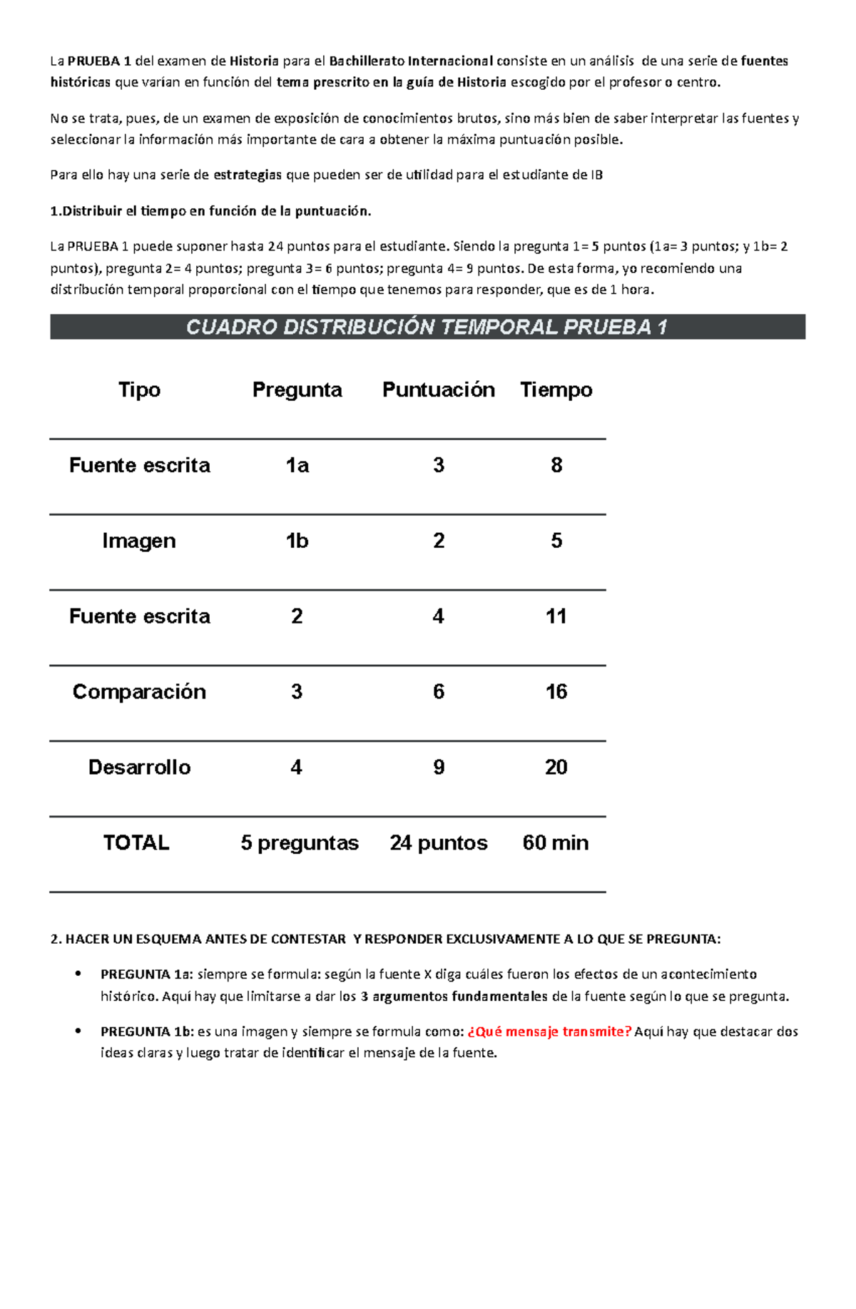 GUÍA DE Examen Prueba 1 de Historia IB: Estrategias y Puntuación - Studocu