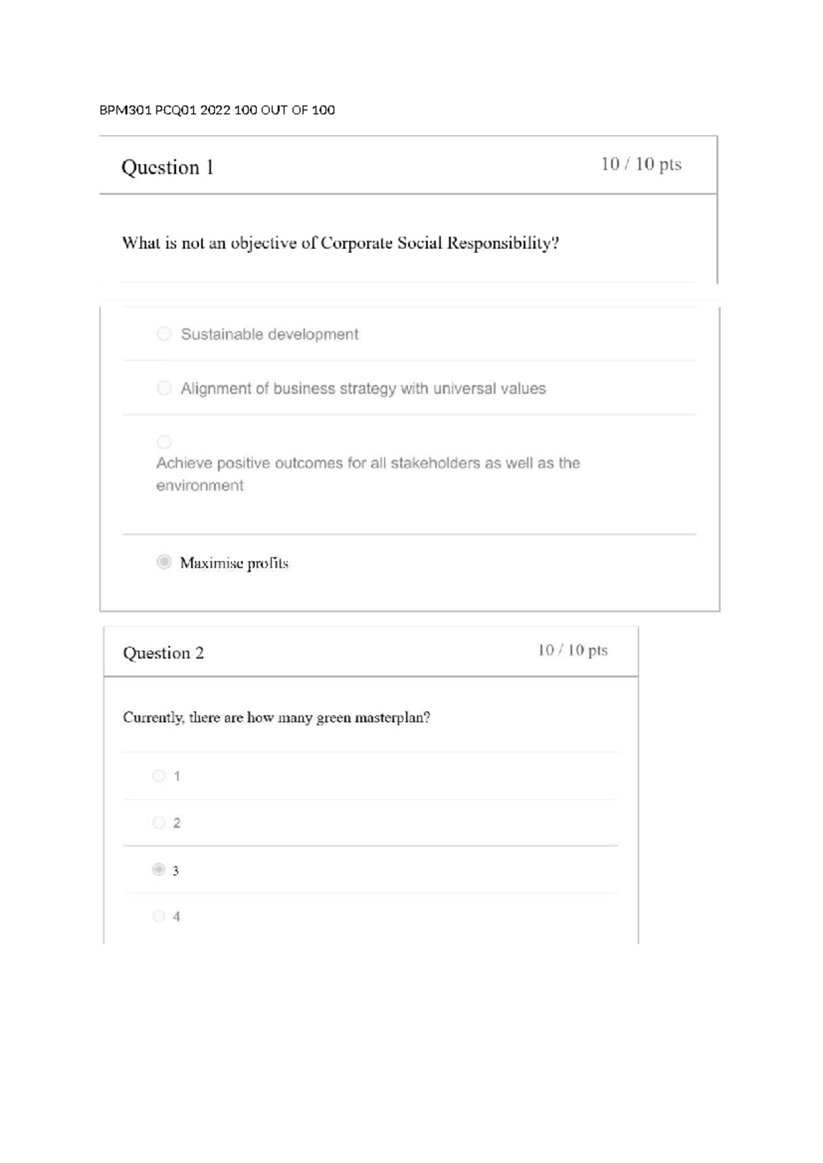 BPM301 PCQ01 2022 100% Score Guide for Sustainable Design Questions ...