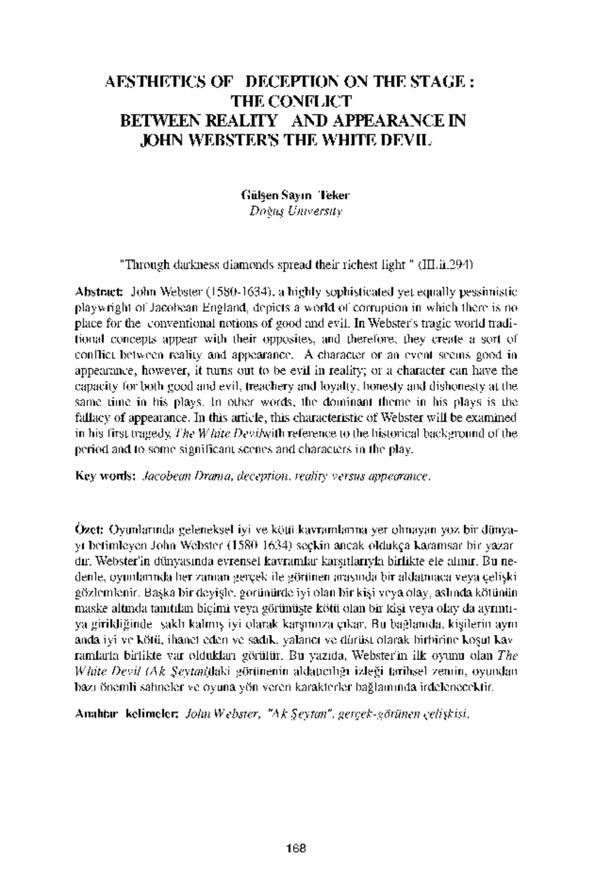 Aesthetics OF Deception ON THE Stage THE Conflict Between Reality AND ...