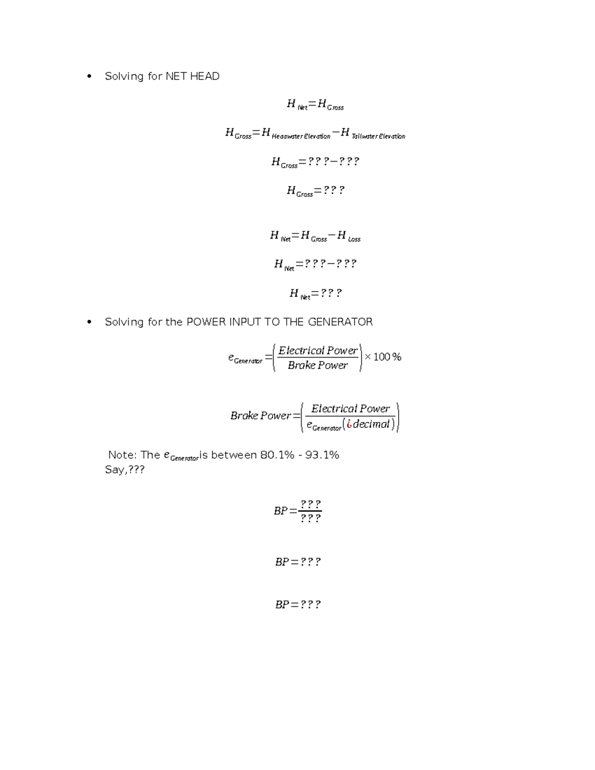 PPD - Summary of Key Formulas in Power Plant Engineering - Studocu