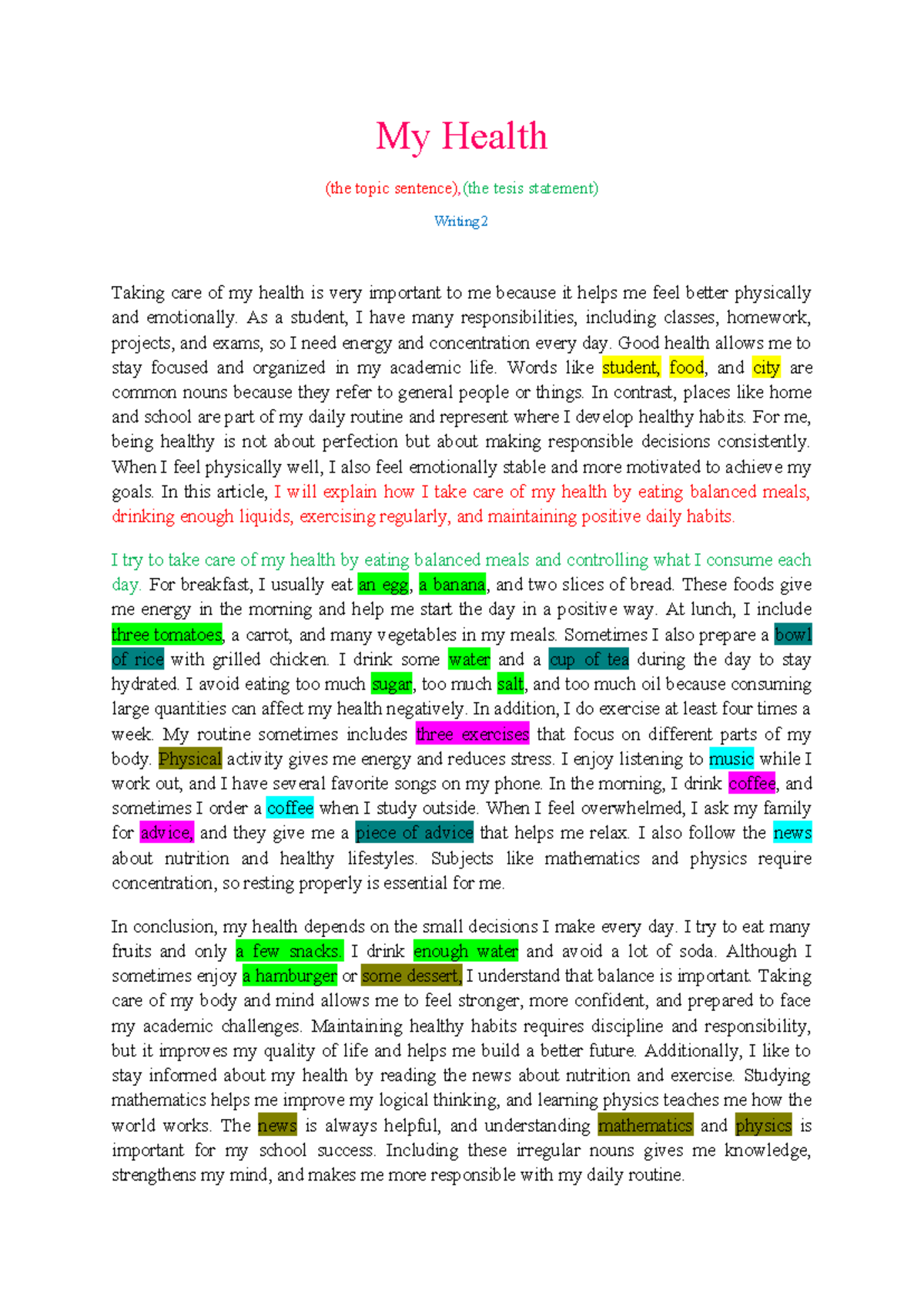 Health Management Strategies for Students - Writing 2 - Studocu