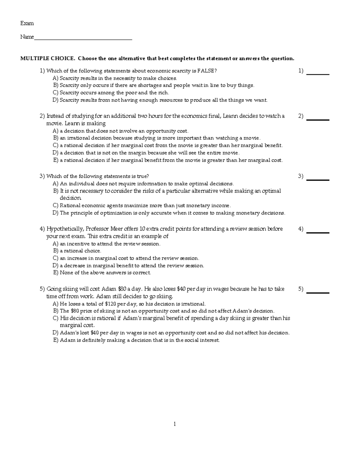 Final Exam Study Guide - Economics Principles (ECO101) - Studocu