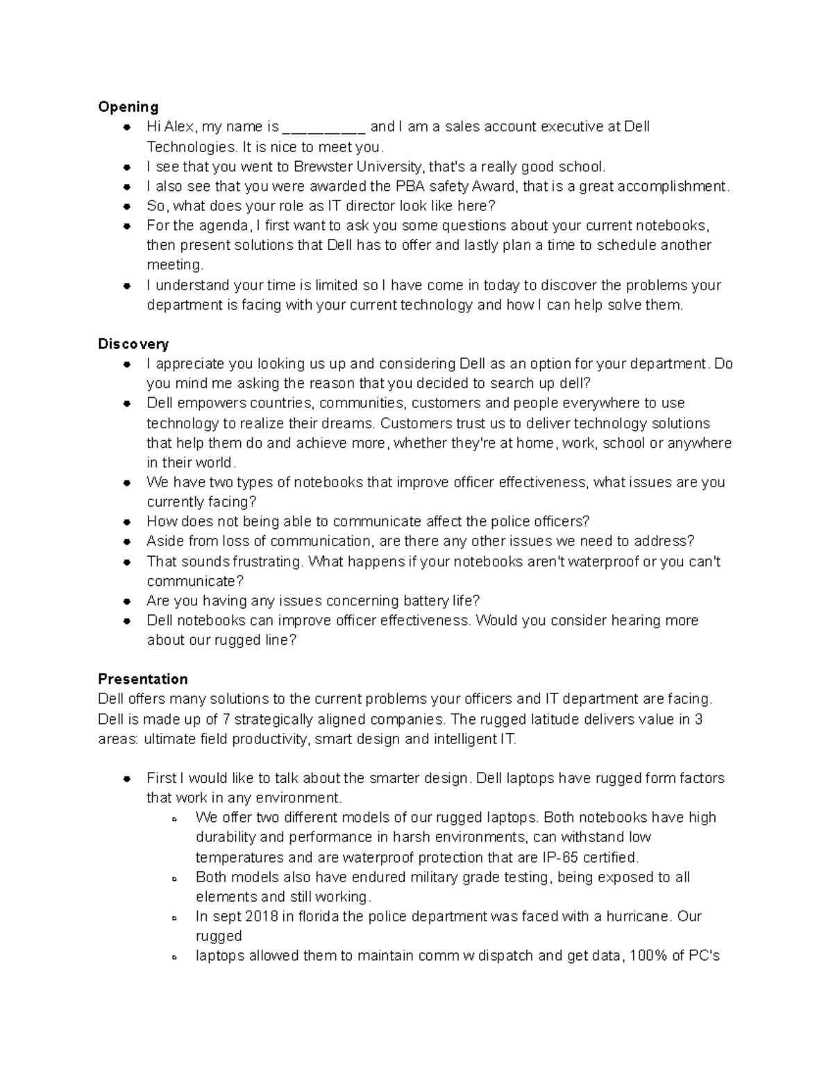 Rnmkrs Script: Dell Technology Sales Presentation Guide - Studocu