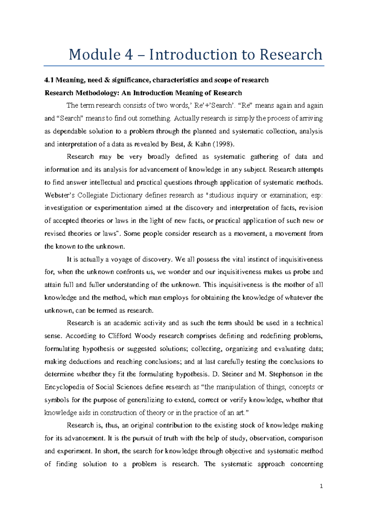 M-4 Research Methodology: Understanding Research Concepts and ...
