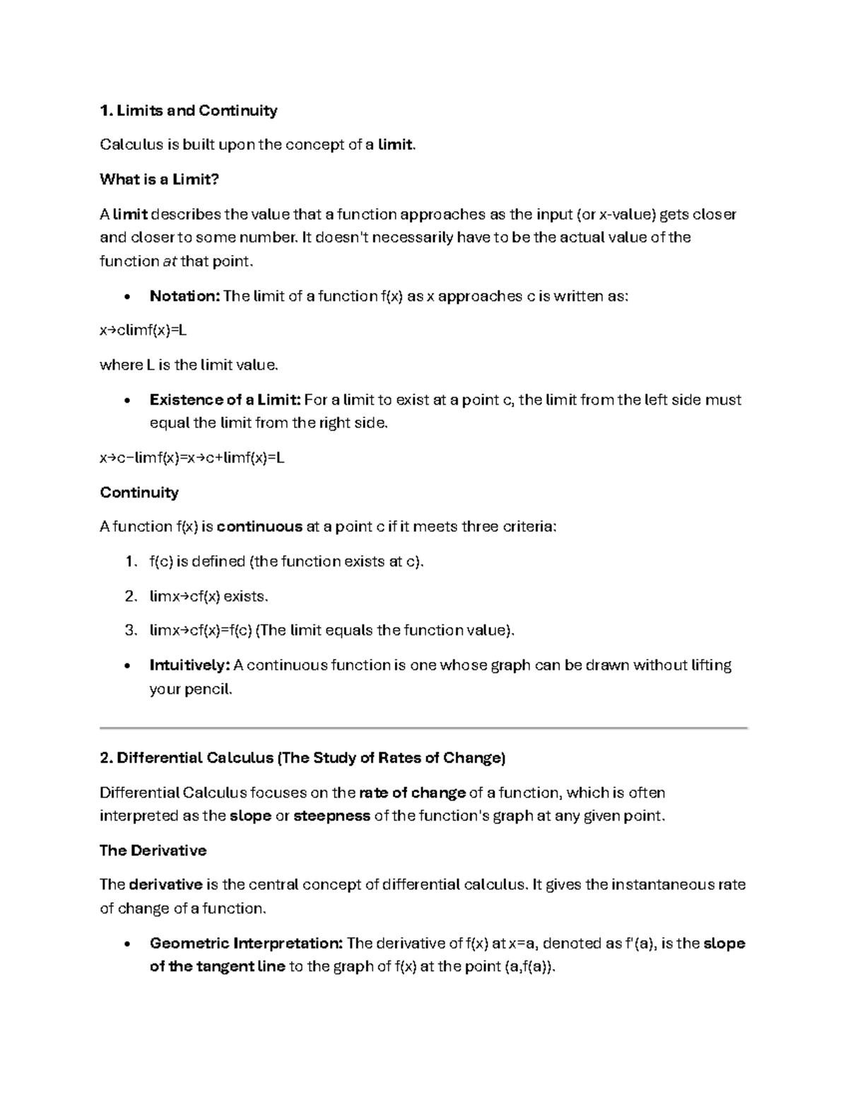 Basic Calculus Module: Limits, Continuity, and Differentiation - Studocu