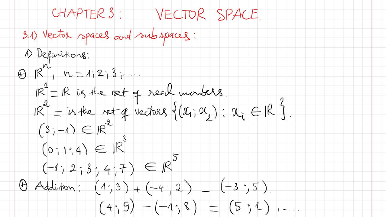 CHAPTER 3: VECTOR SPACES AND SUBSPACES (07.10) - Studocu