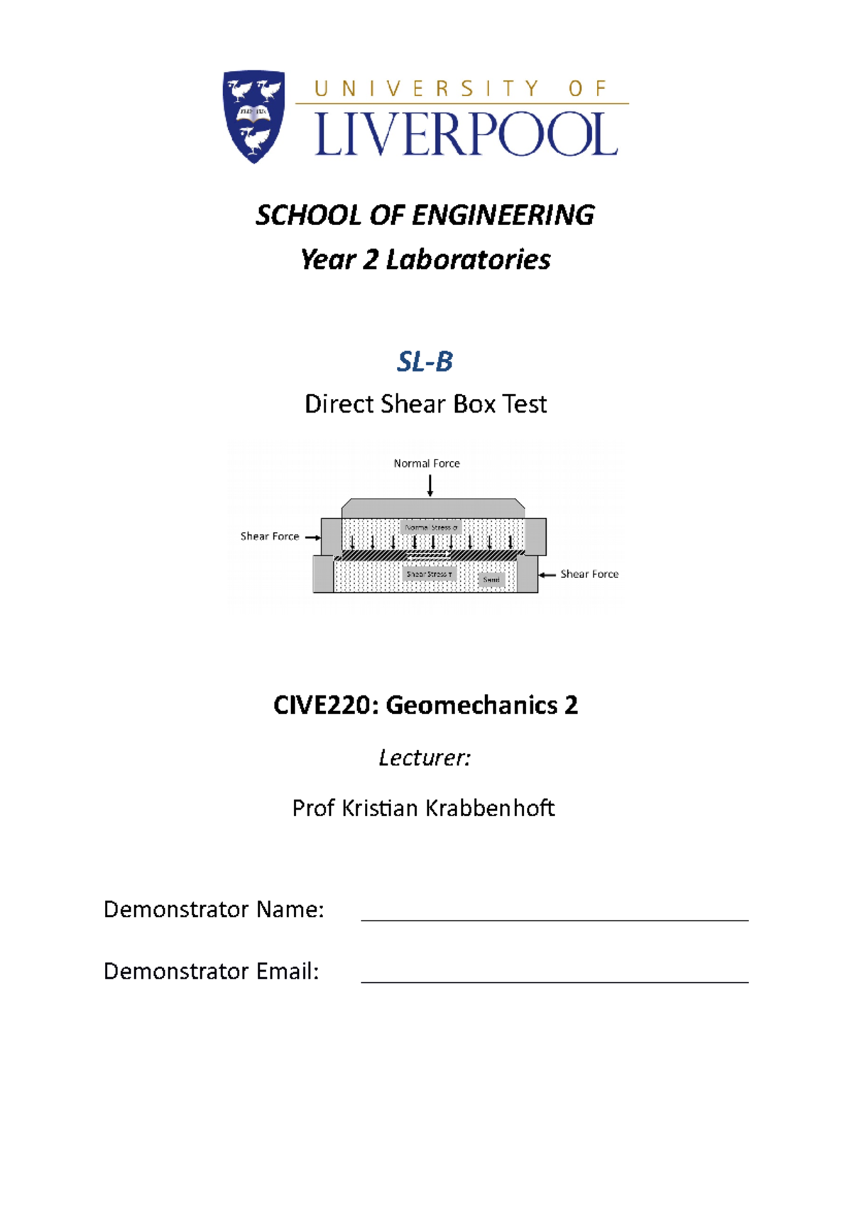 CIVE220 Direct Shear Box Test Lab Script 2021-22-1 - Studocu