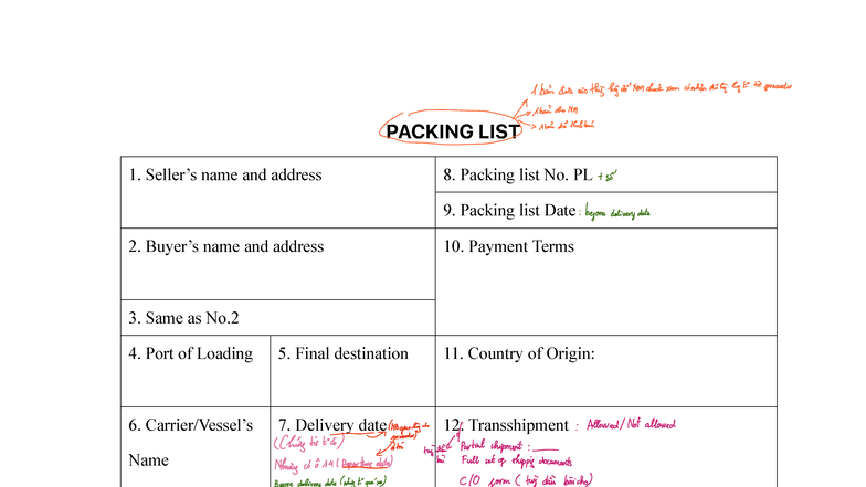 Packing List, Commercial Invoice & House Bill of Lading Guide - Studocu