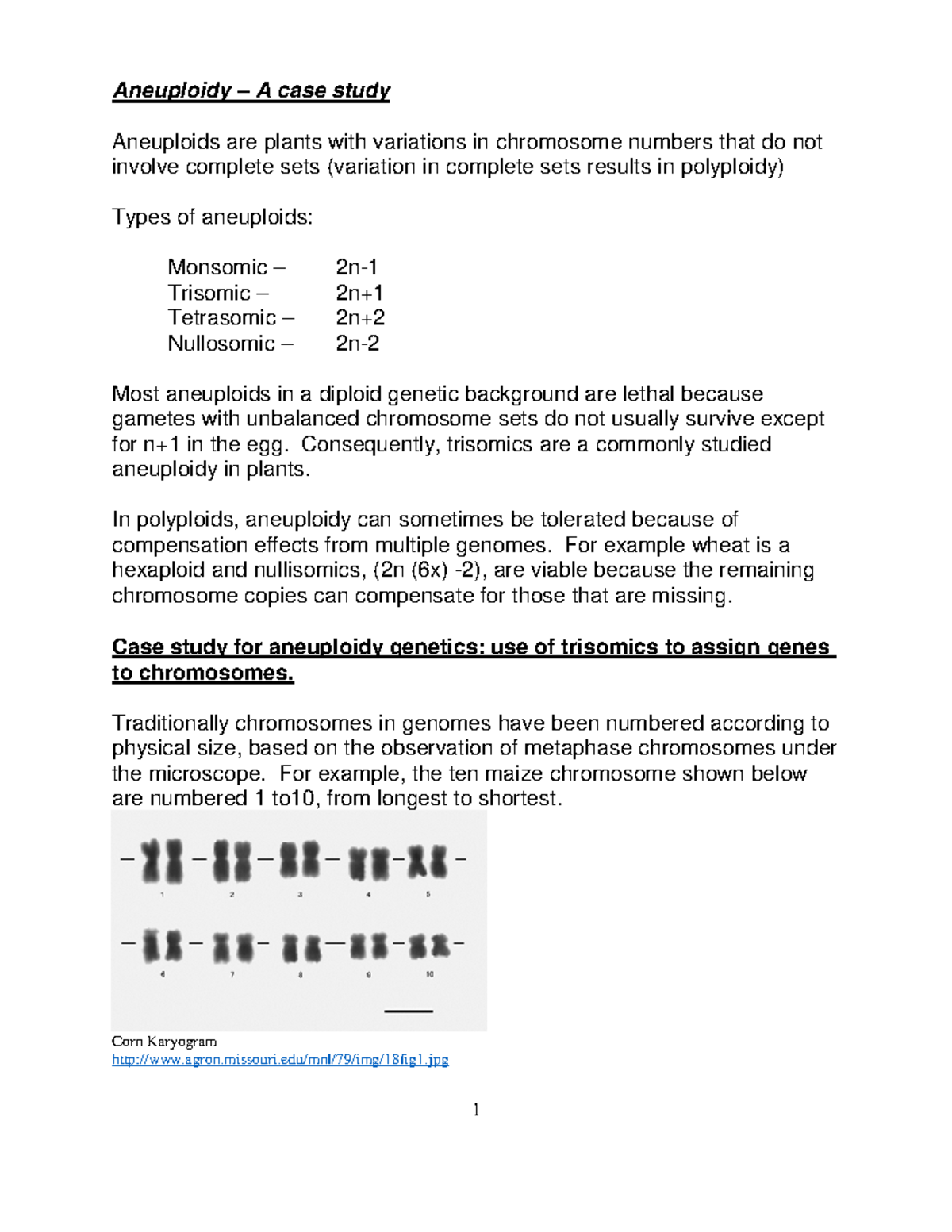(10) Case Study on Trisomic Analysis in Plant Aneuploidy - Studocu