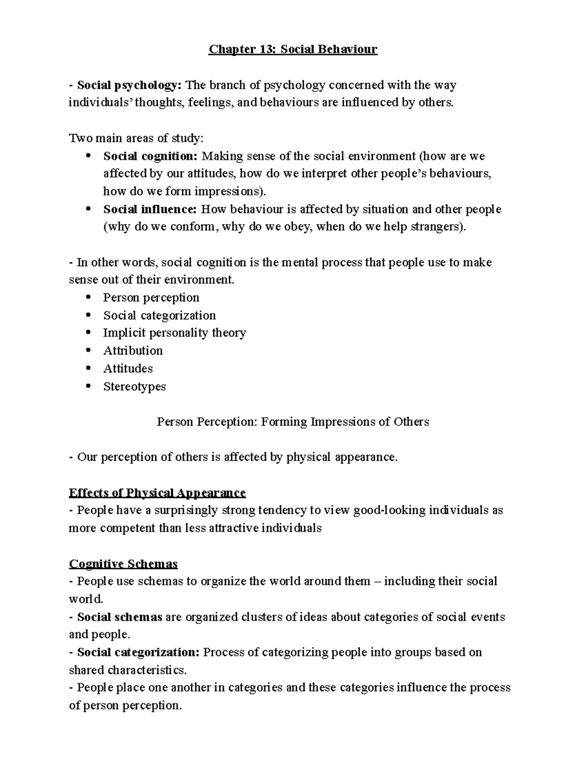 Chapter 13 social psychology - Chapter 13: Social Behaviour Social ...