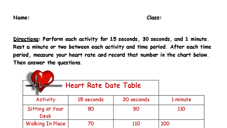 Pulse Session: Heart Rate Activities & Measurements - dwnsnw,mqas - Studocu