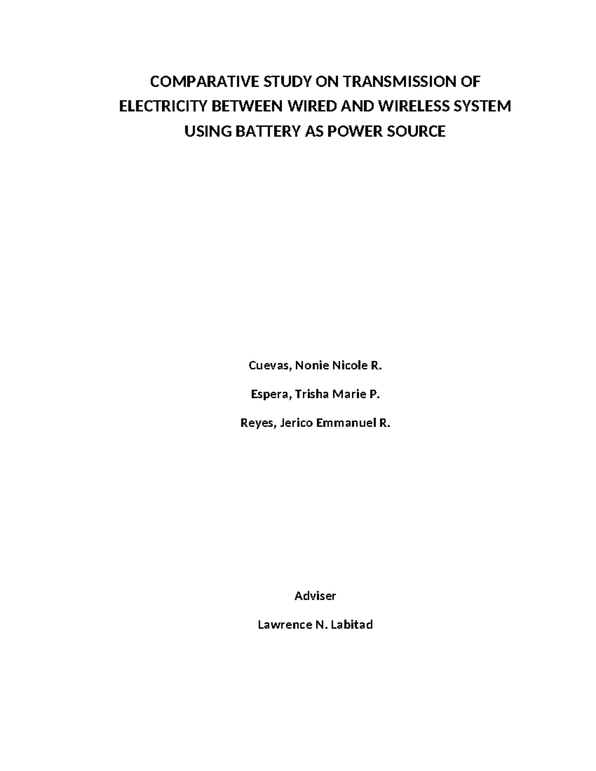 Comparative Study on Wired vs Wireless Electricity Transmission (ENGR ...