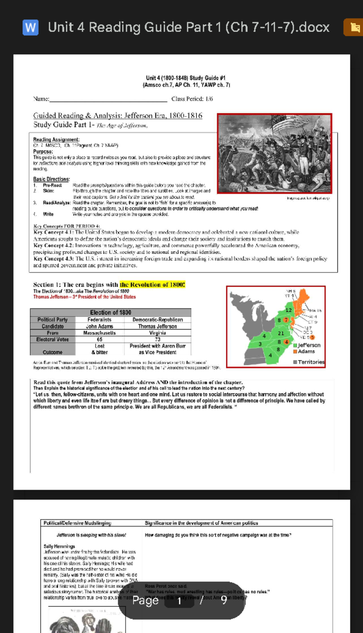 Unit 4 Reading Guide Part 1: The Jefferson Era Analysis (APUSH) - Studocu
