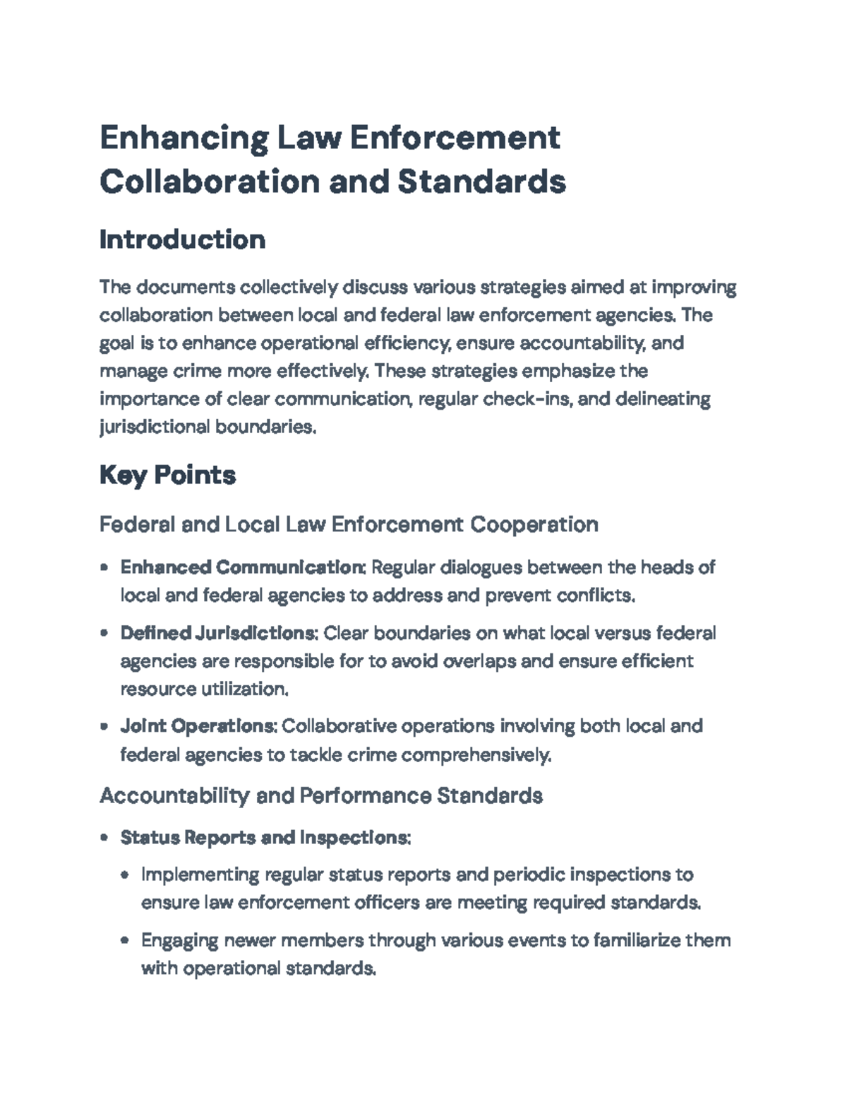 Strategies for Enhancing Law Enforcement Collaboration and Standards ...