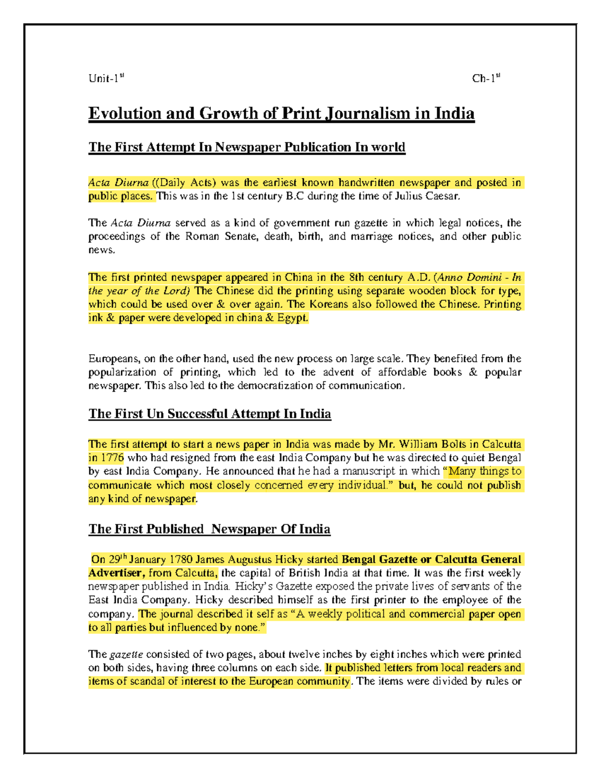 Evolution and Growth of Print Journalism in India: A Historical ...
