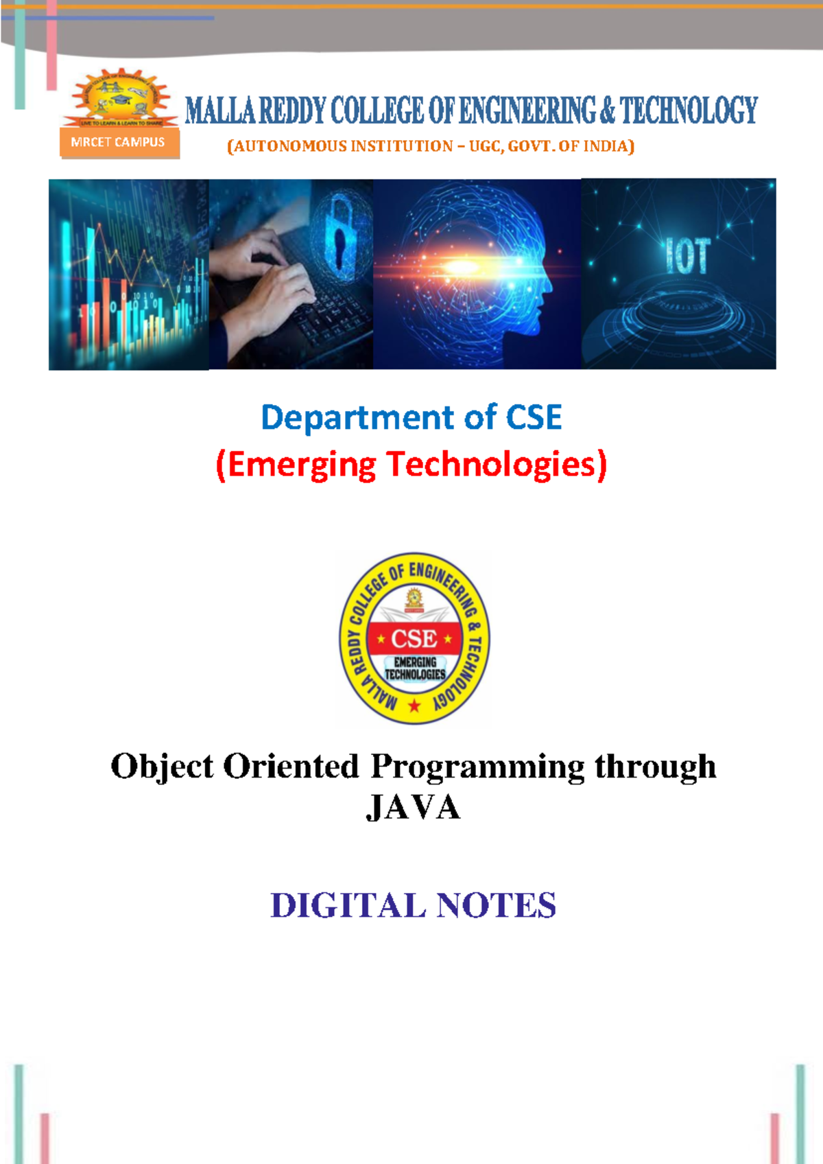 OOP through JAVA - Digital Notes for B.Tech CSE II Year II Sem - Studocu