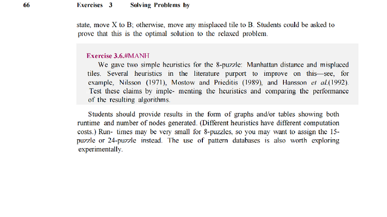 AI 96 Solutions Manual: Heuristics & Problem Solving Exercises - Studocu