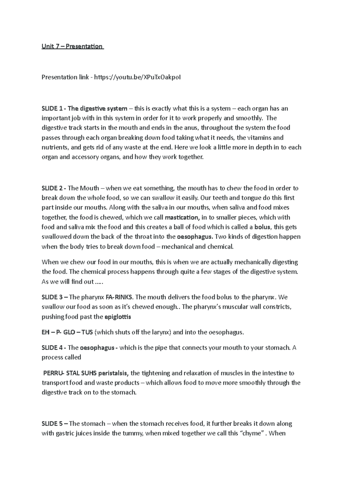 UNIT 7 - Notes - Unit 7 – Presentation Presentation link - youtu ...