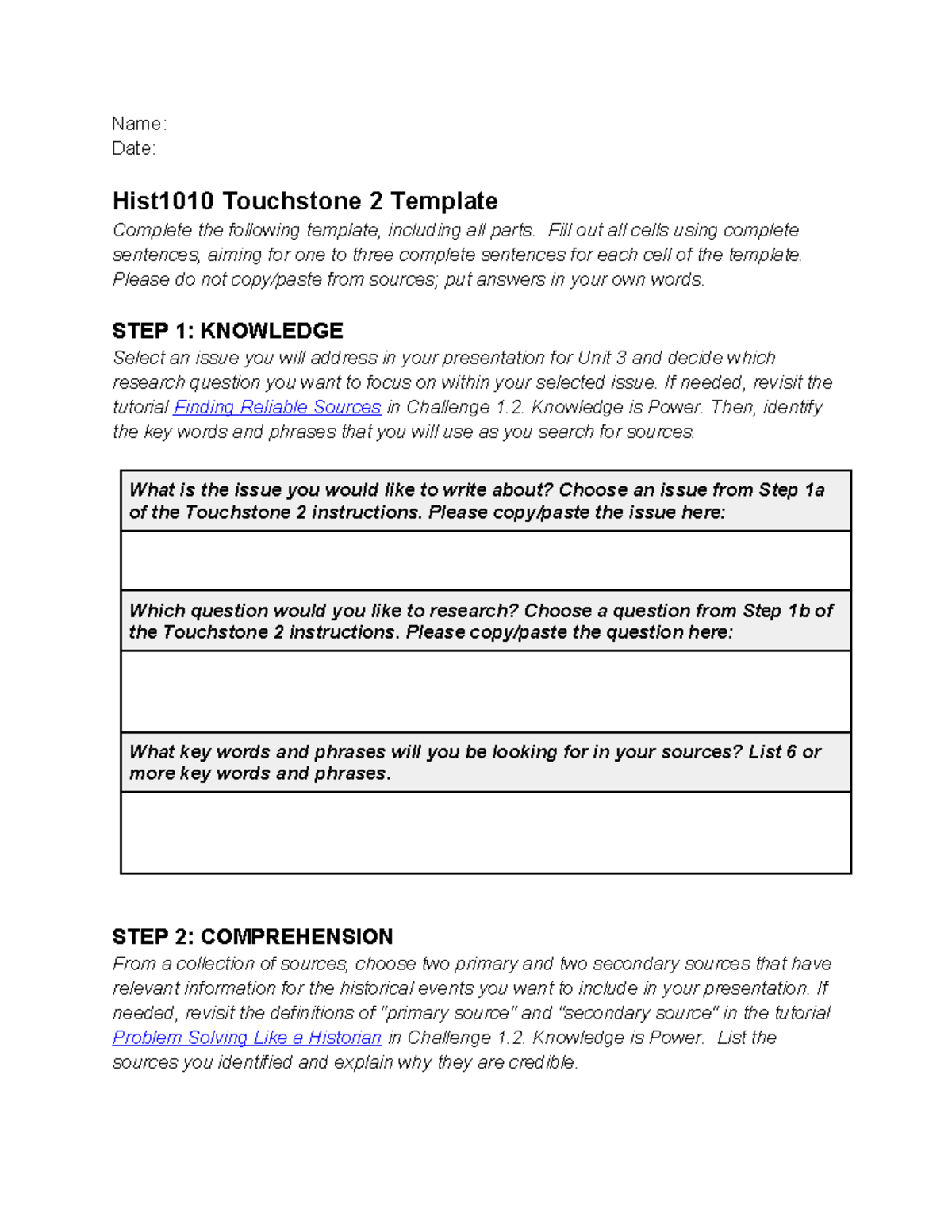Hist1010 Touchstone 2 Template for Research Presentation - Studocu