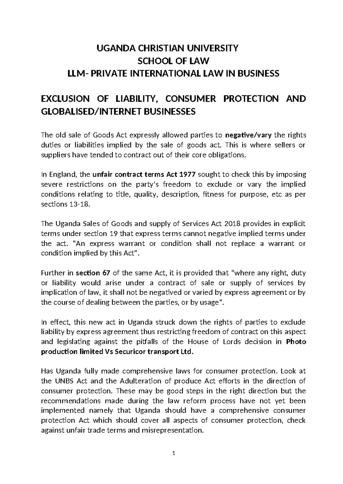 Exclusion of Liability and Consumer Protection in Global Business Law ...