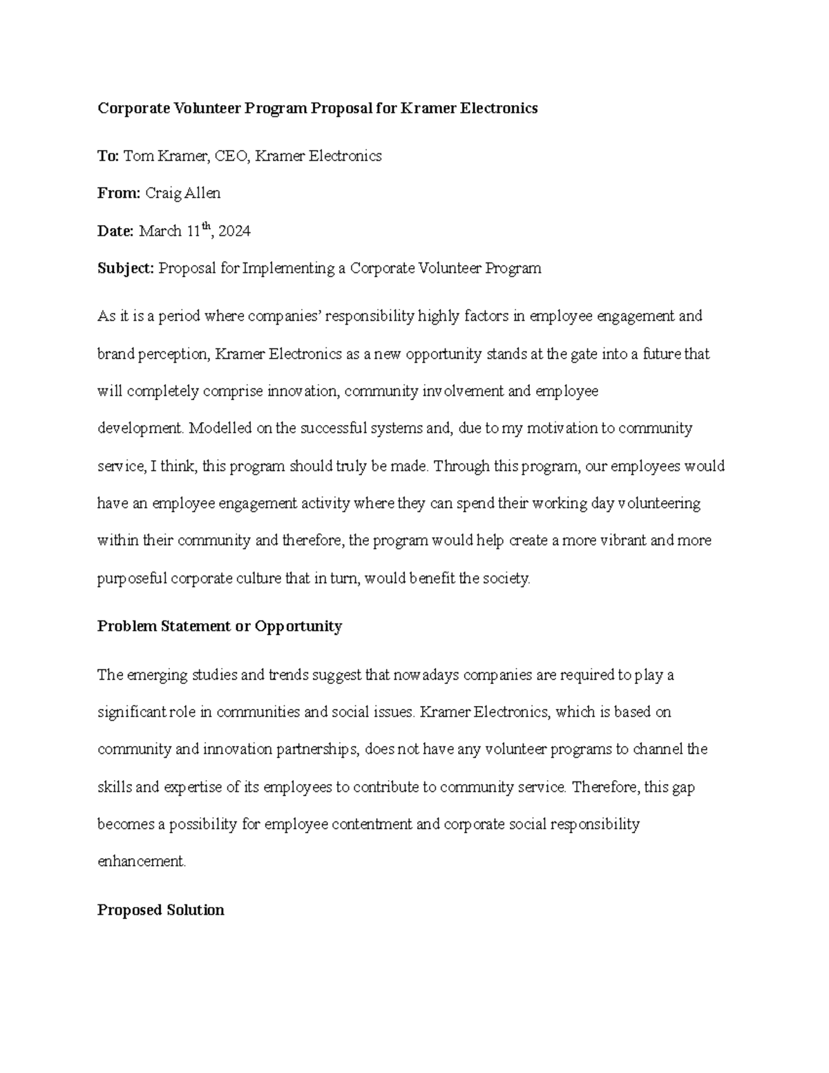 Internal Proposal - All must do this. - Corporate Volunteer Program ...