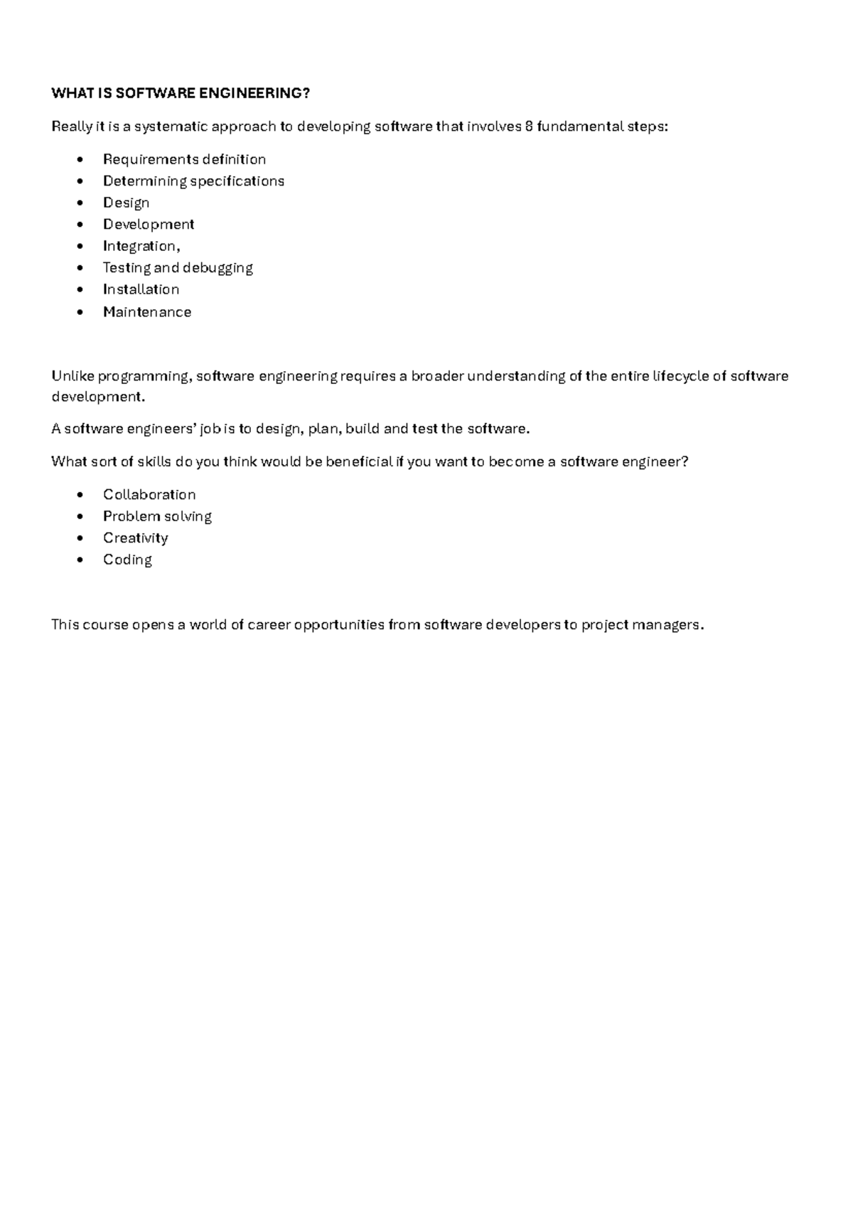 Software Engineering Overview: Key Concepts & Development Approaches - Studocu