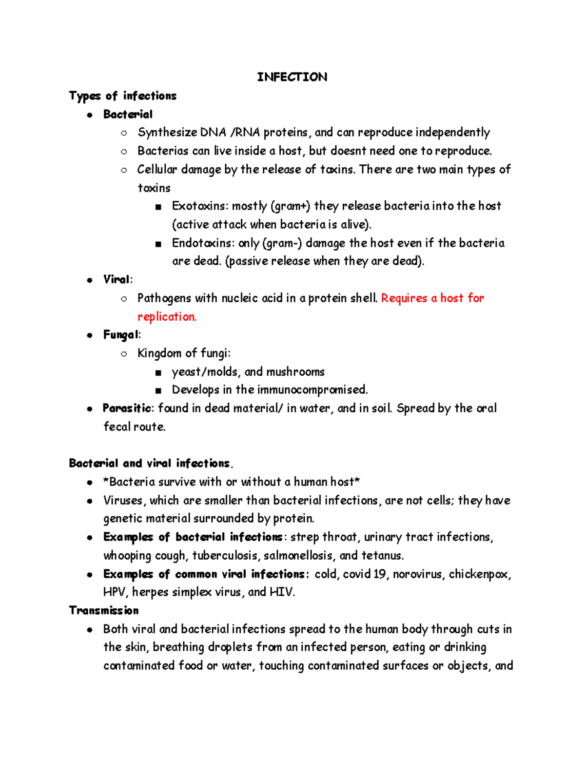MedSurg 4 Exam Review: Infection Types and Management Notes - Studocu